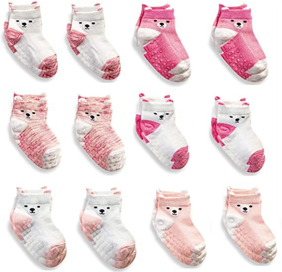 LIZEY 12 or 24 Pairs Baby Toddler Socks with Grips Anti-Slip Non-Skid ...