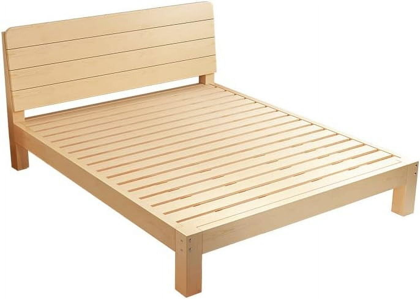 LIZHI Contemporary Pine Wood Platform Bed Natural Bed Frame with ...