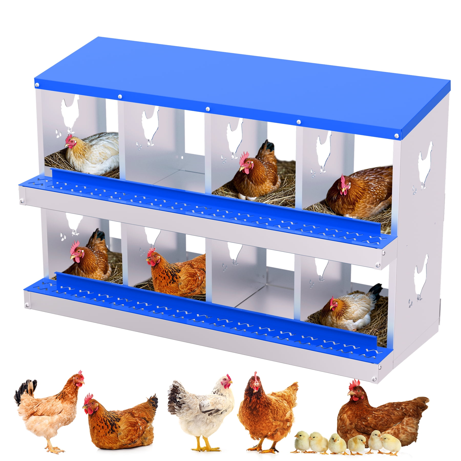 LIZHOUMIL 6-10 Hole Metal Chicken Nest Box, Galvanized Steel, Roll-Away ...