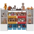 LIZHOUMIL Kids Toy Storage Organizer with 8 Bins, Bookshelf & Cabinet ...