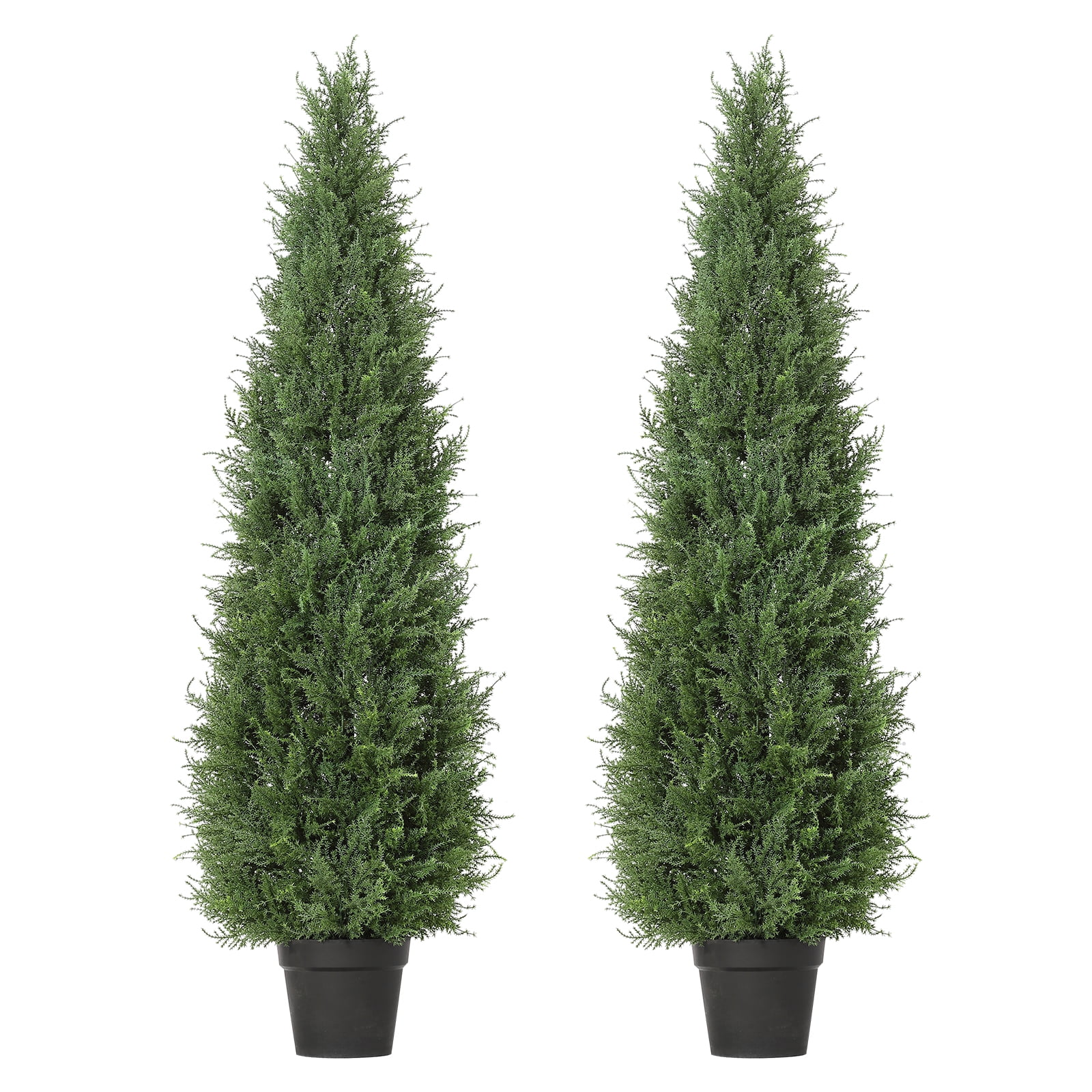 LIZHOUMIL Set of 2 Artificial Cedar Trees, UV Resistant, Indoor/Outdoor ...
