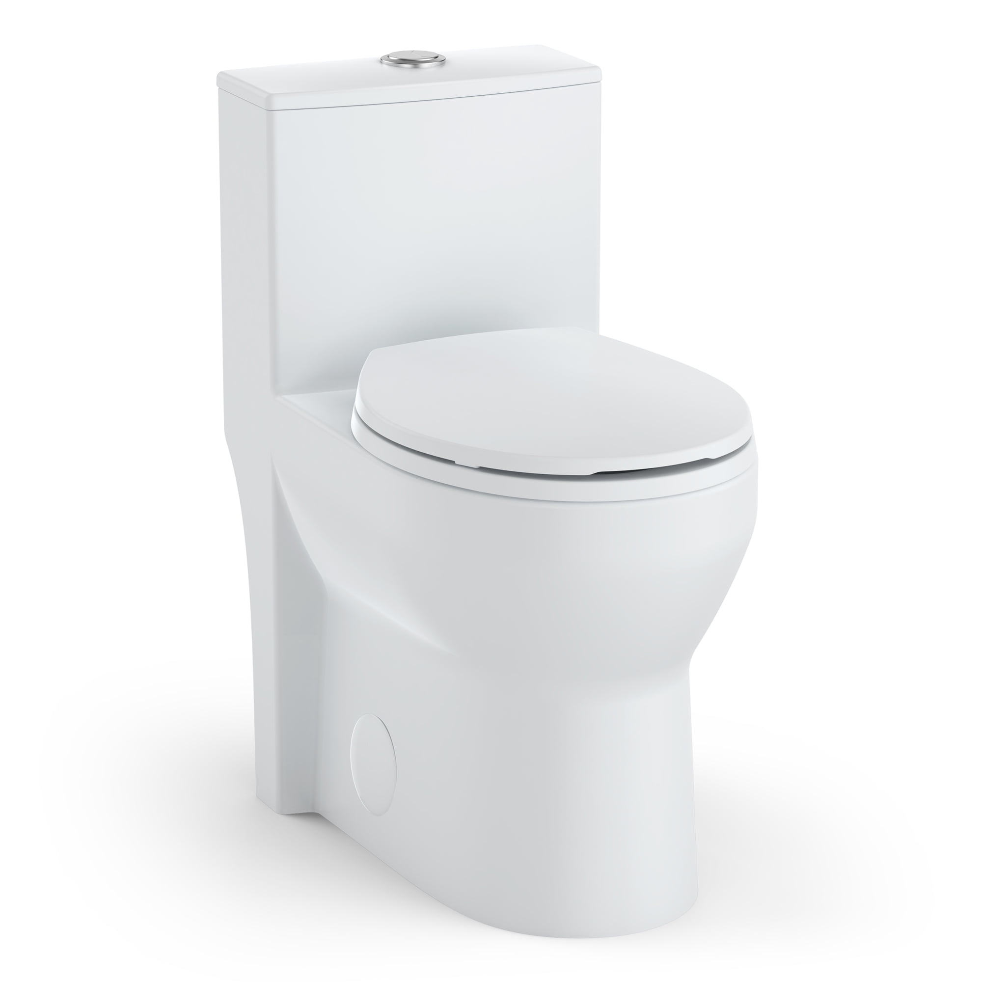 LIZHOUMIL White Round Bowl Toilet, Compact One-Piece, 0.8/1.28 GPF Dual ...