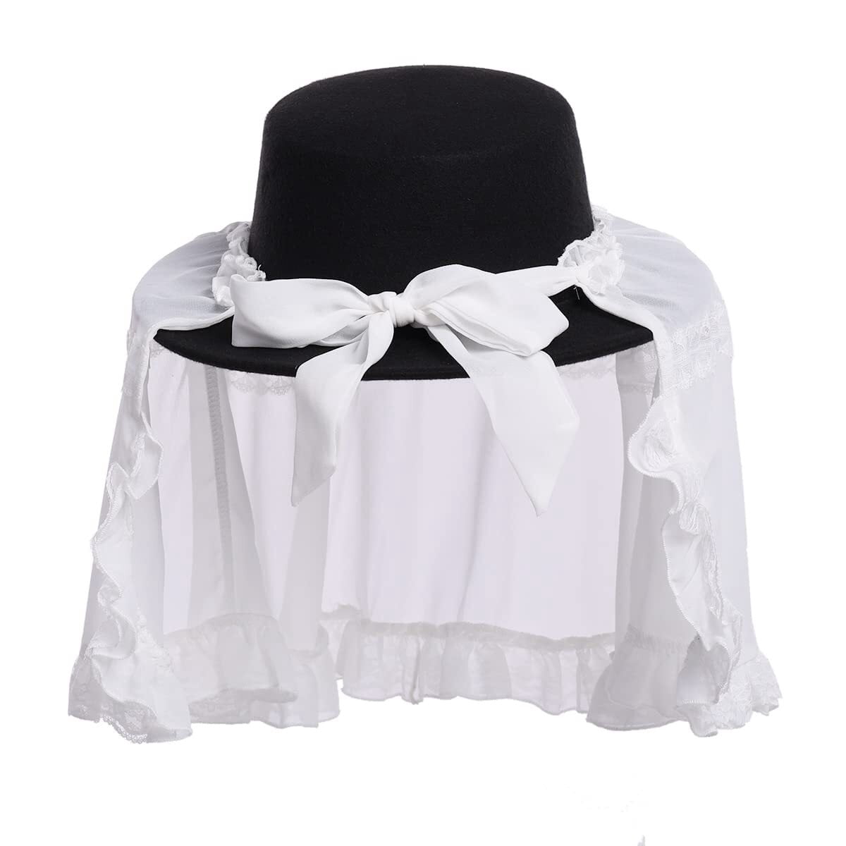 LIZONGZ Sun Hat Girls Women Gothic Victorian Hat White Black Lace ...