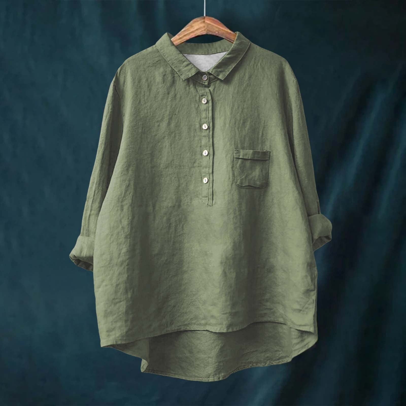 LIZUOJUN Womens Long Sleeve Shirt Relaxed Fit Oxford Shirt with Chest ...
