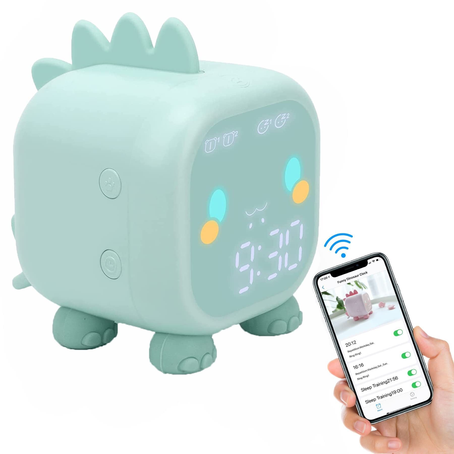 LIZZ Alarm Clock Kids Dinosaur Alarm Clocks Girls Pink Digital Alarm ...