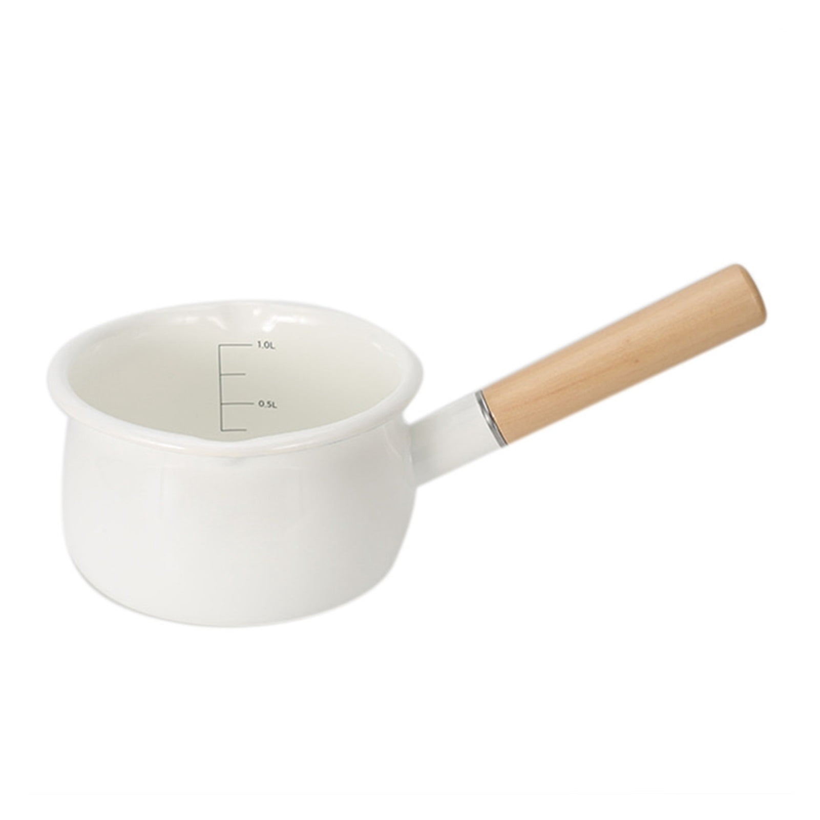 LIZZ Enamel Milk Pot Wooden Handle Gas Stove Induction Pot Breakfast ...