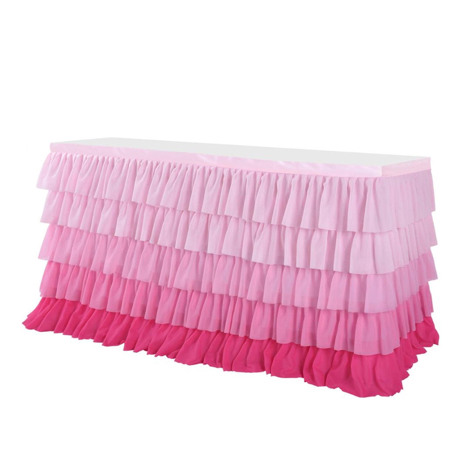 LIZZ Tulle Tutu Table Skirt Tablecloth 5 Tiers Gradient Pink Tableware Decoration Wedding ...