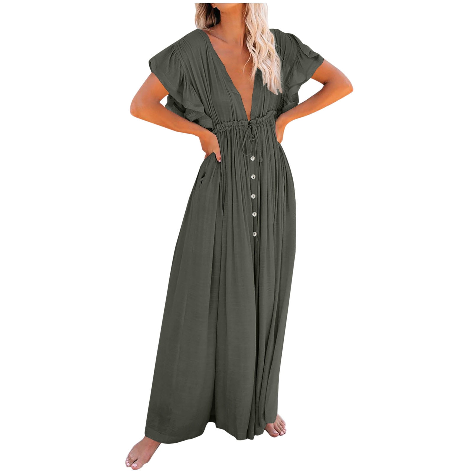 LIaqionyy Beach Cover up for Women Short Sleeve Swimsuit Coverups ...