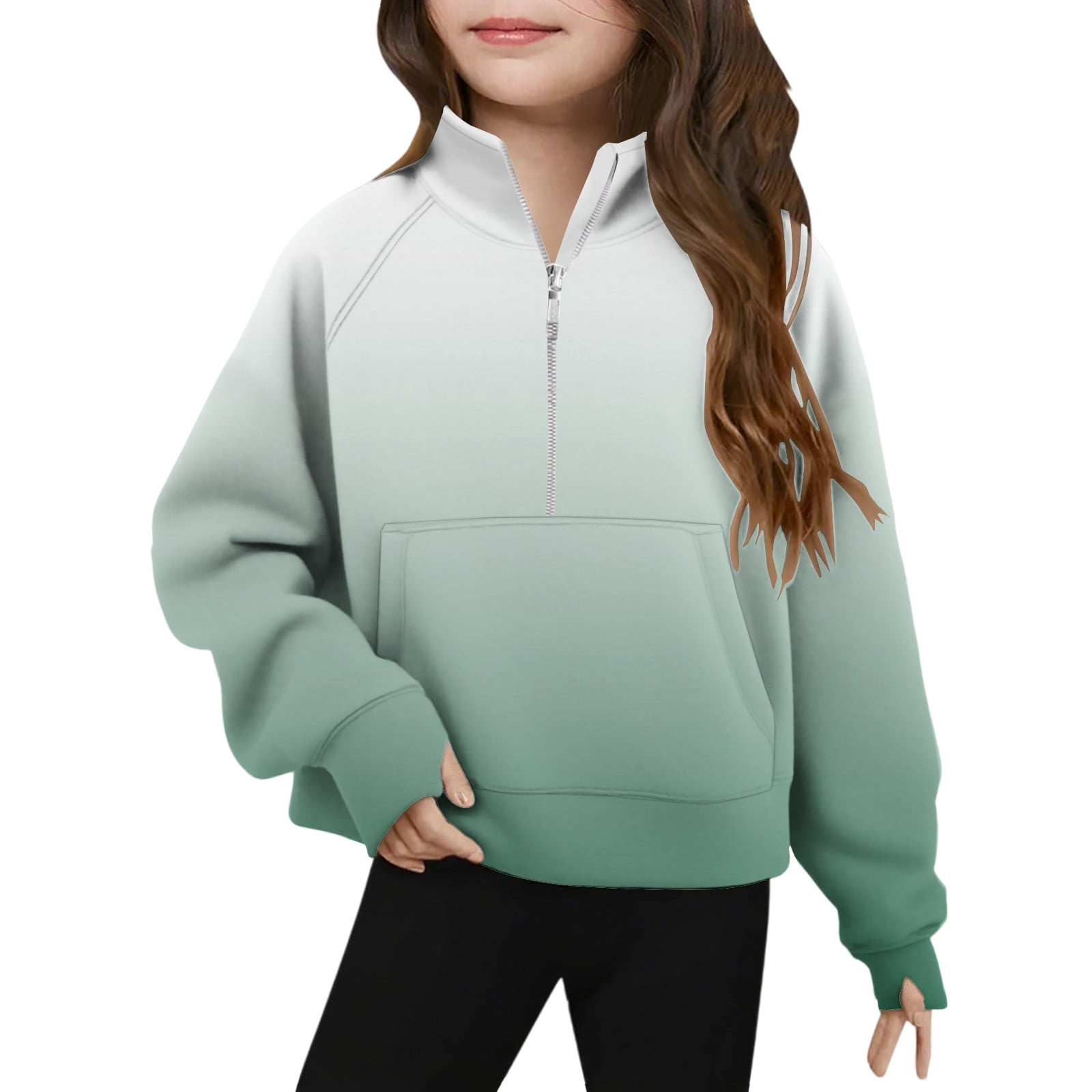 LIaqionyy Girls Half Zip Sweatshirts Long Sleeve Pullover Crop Tops ...