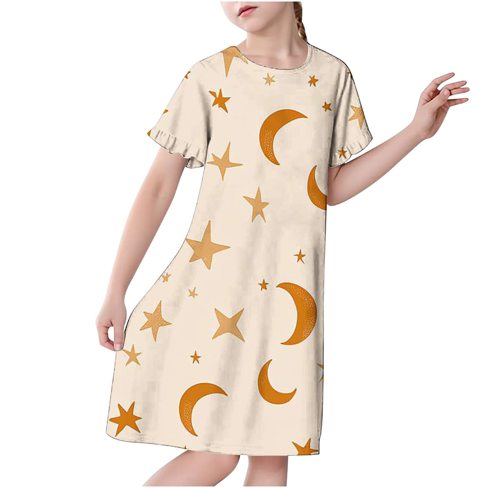 LIaqionyy Girls Summer Pajamas Dresses Casual Short Sleeves Crew Neck ...