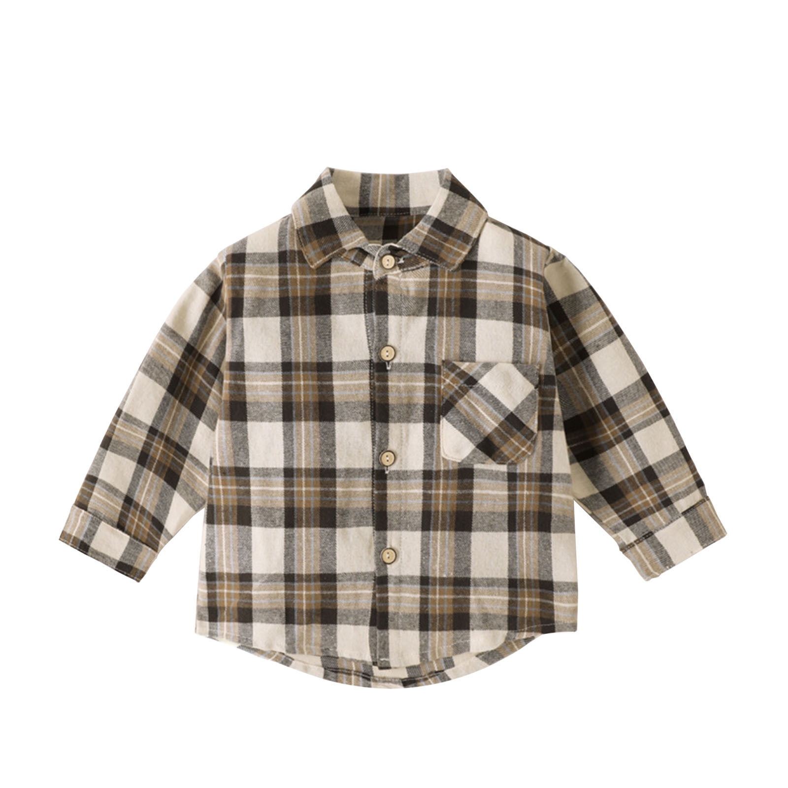 LIaqionyy Kids Boys Girls Plaid Shirt Unisex Long Sleeve Button Down ...