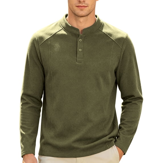 LIaqionyy Long Sleeve Shirts for Men Casual Fashion Pullover Button T ...