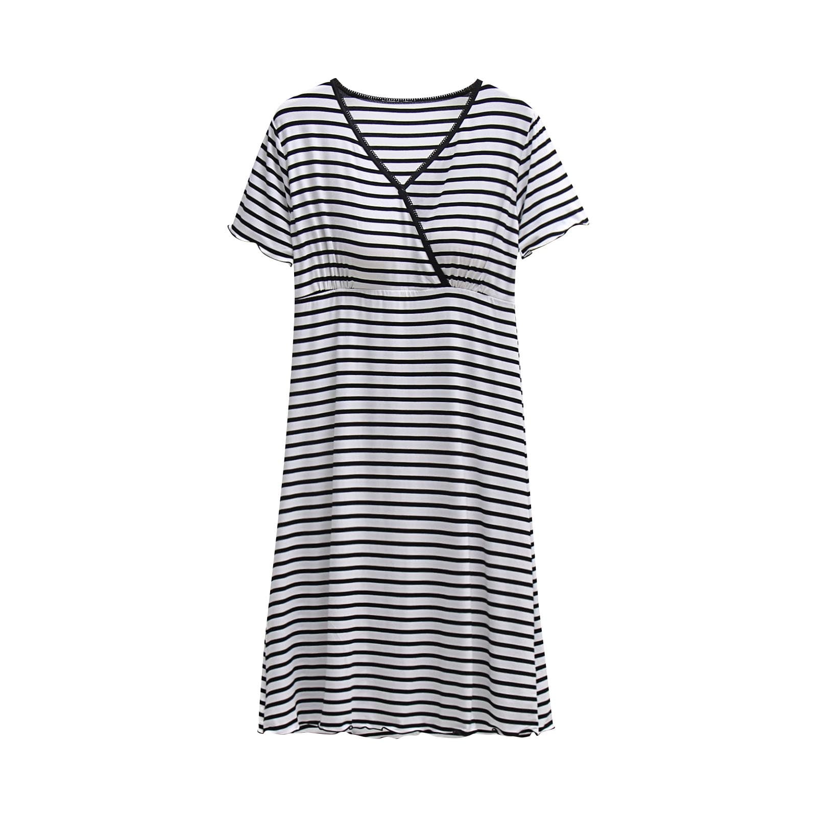 LIaqionyy Maternity Nightgown with Built in Shelf Bra Short Sleeve V ...