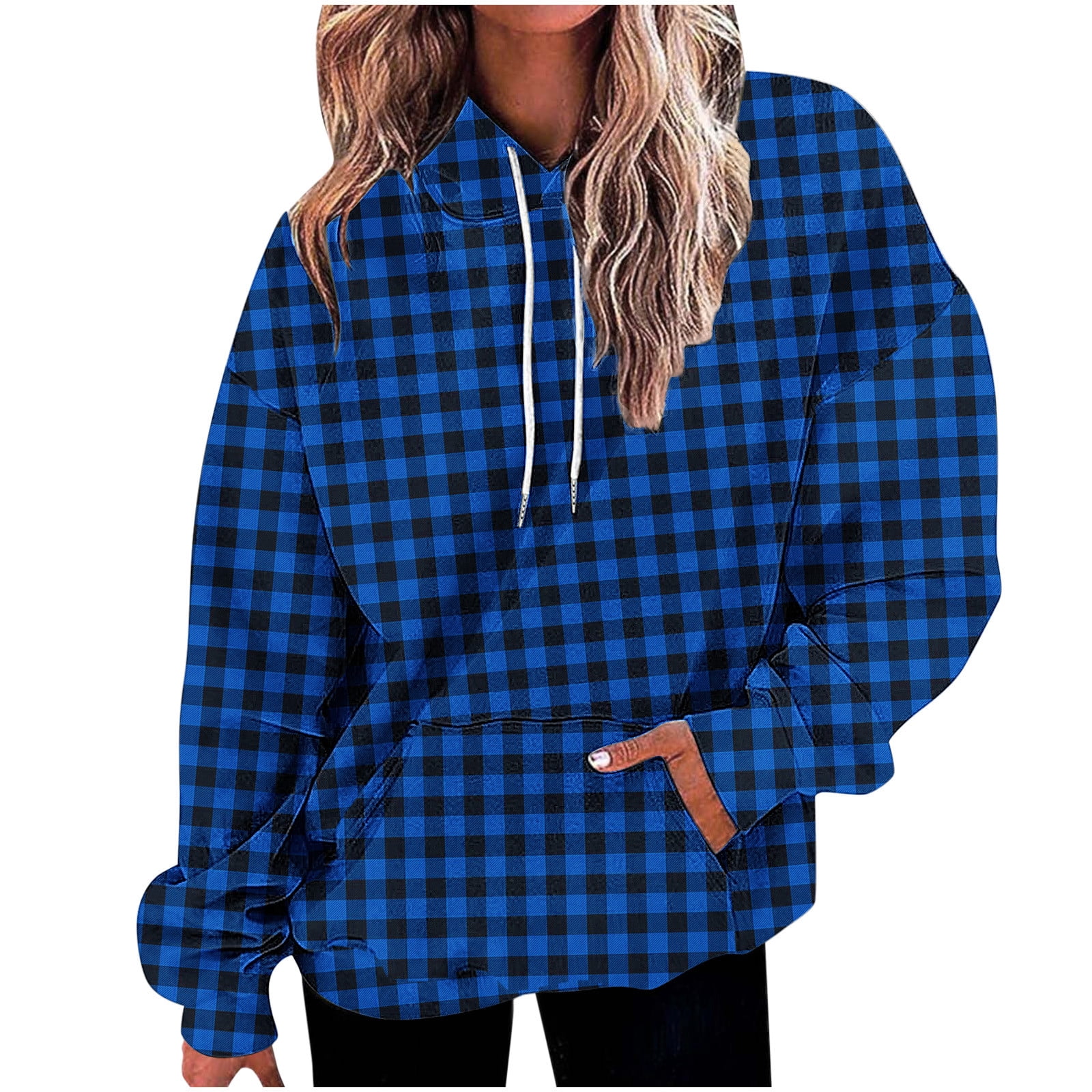 LIaqionyy Women Plaid Hoodie Sweatshirt Christmas Fashion Casual Fall ...