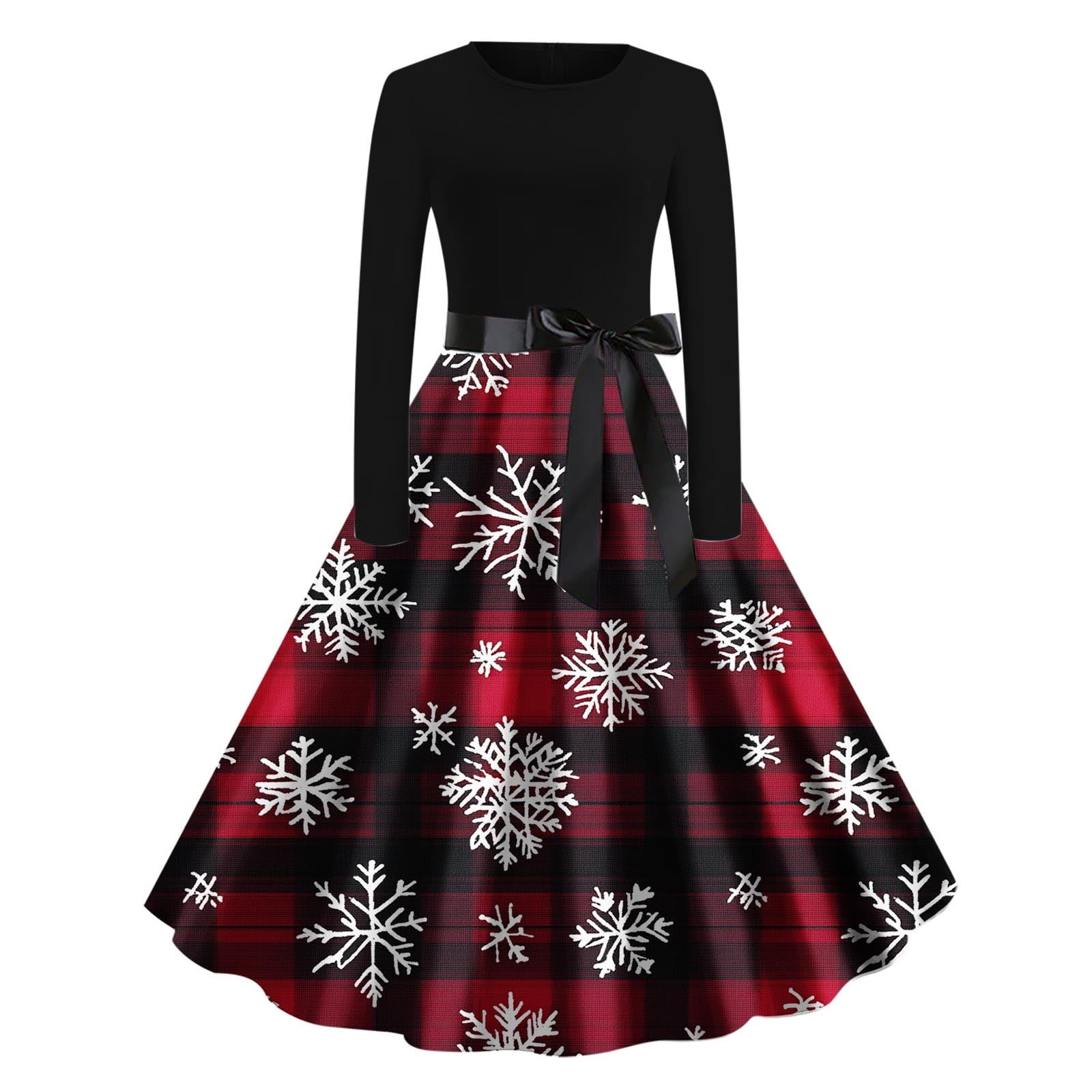 LIaqionyy Women's Cocktail Dresses Christmas Crew Neck Long Sleeve Fall ...