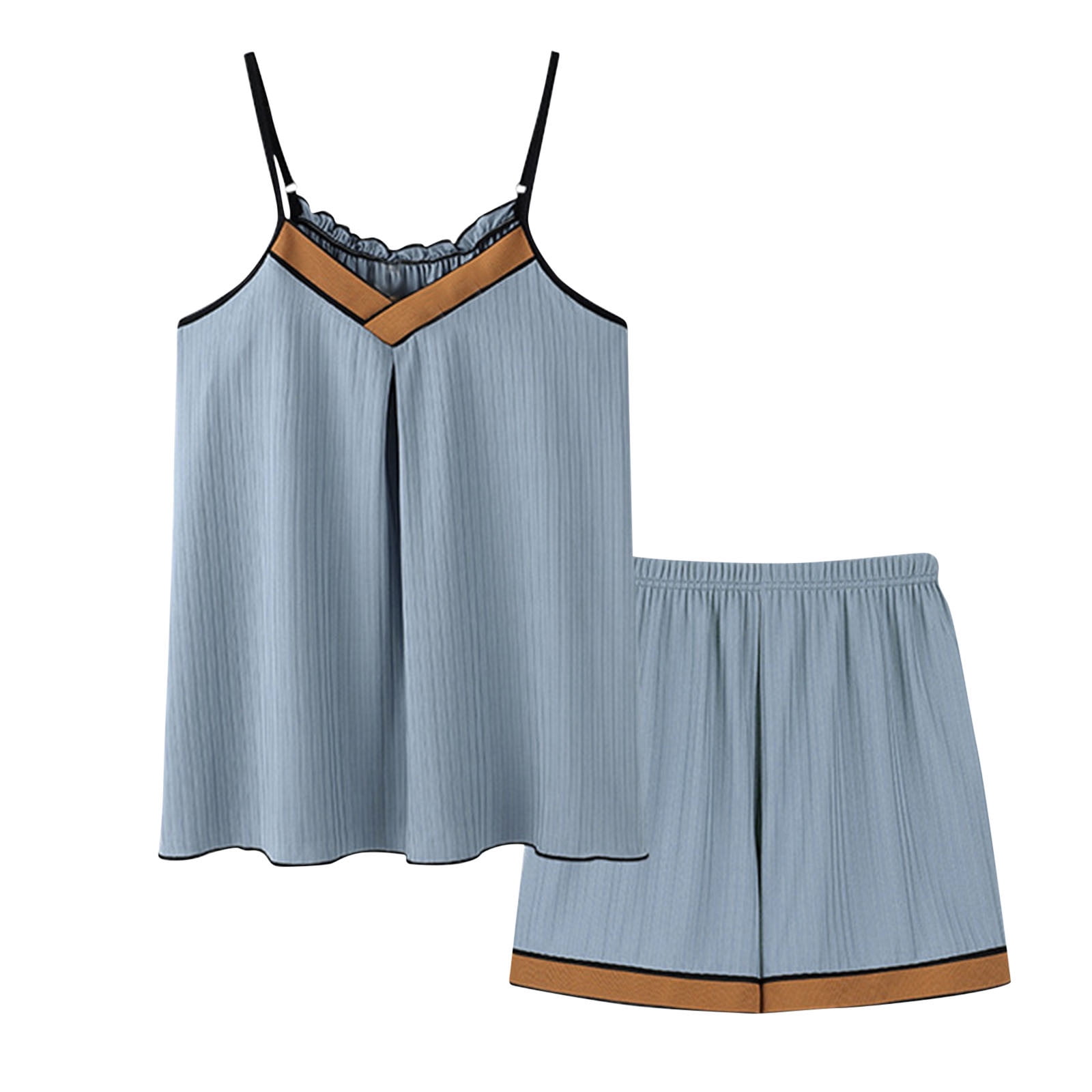 LIaqionyy Womens 2 Piece Pajamas Shorts Set Plus Size Sleeveless Tank ...