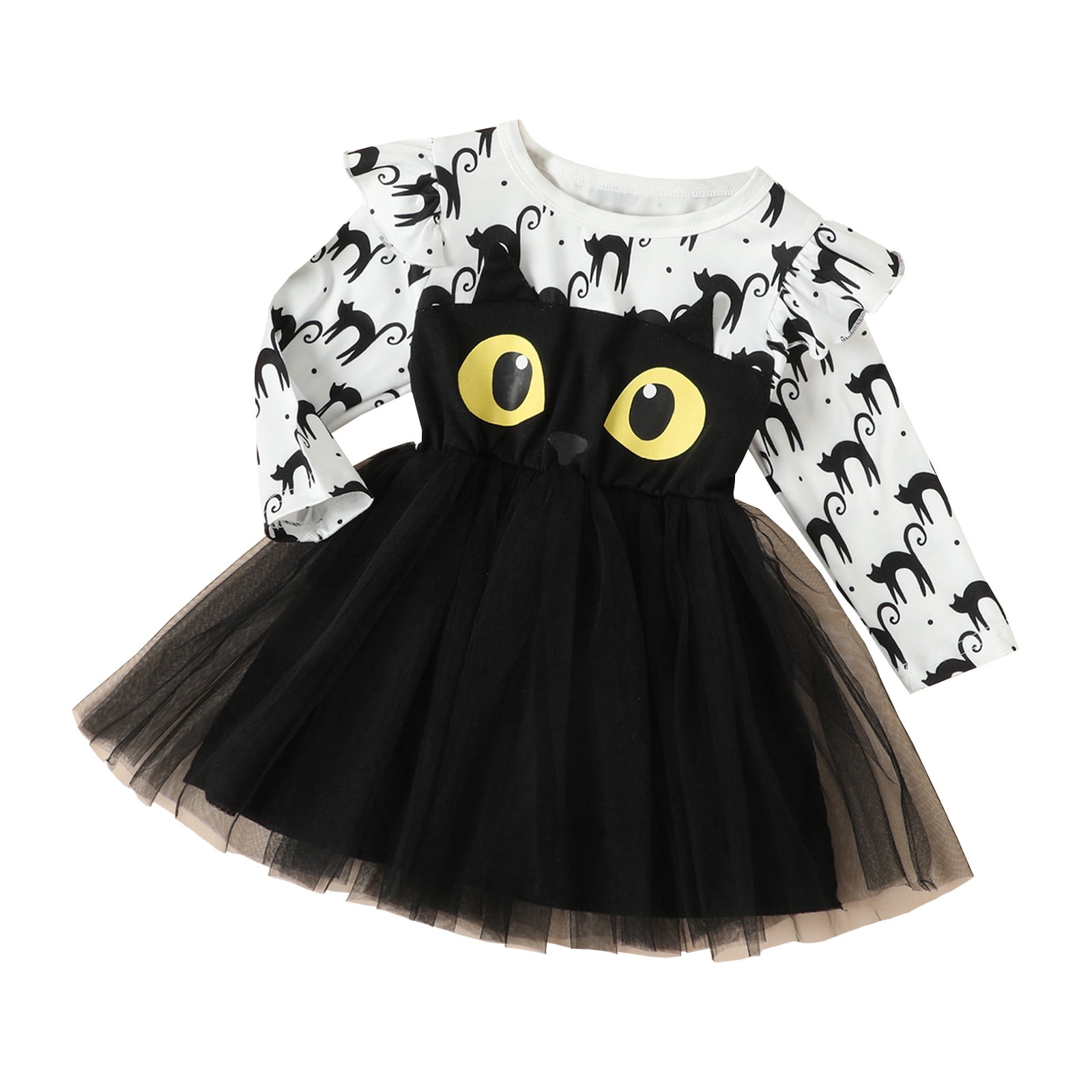 LIhncine Baby Girls Cat Dress Outfits Toddler Girl Pumpkin Dresses Kids ...