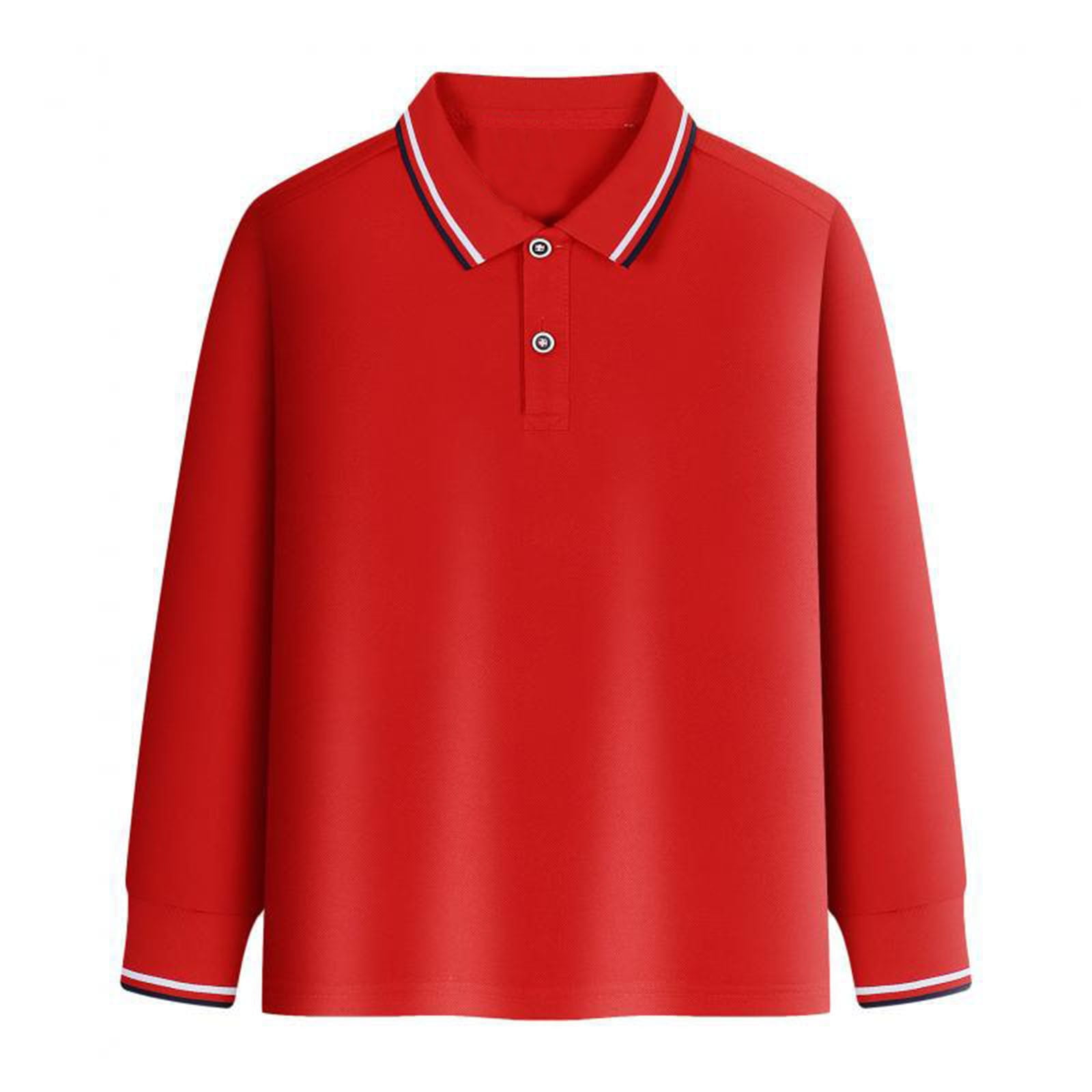 LIhncine Boys' Girls Long Sleeve Polo Shirts School Uniform Polo Shirts ...