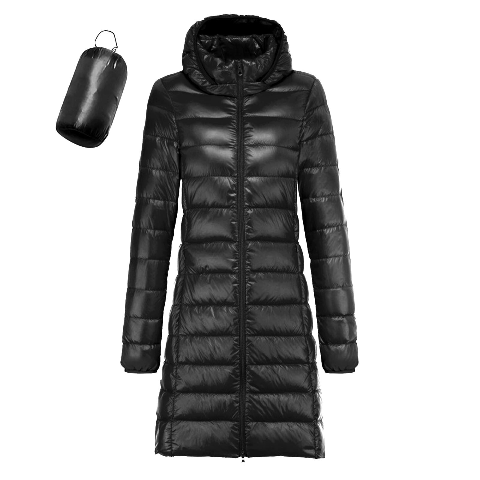 LIhncine Women's Puffer Jacket Lightweight Quilted Hooded Long Down ...