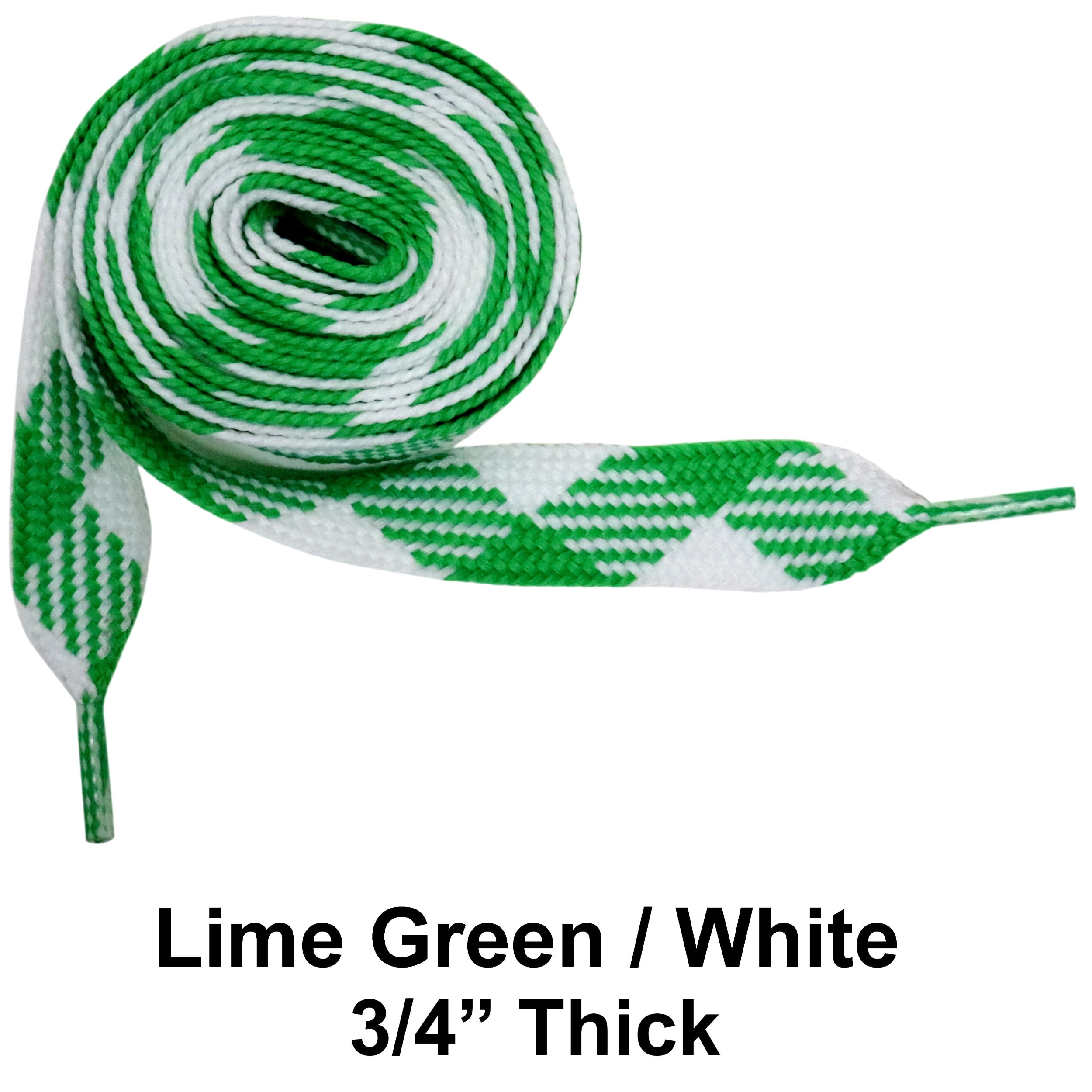 LIme Green / White Thick 3/4 Width Flat Athletic Sneaker 54 Inch ...