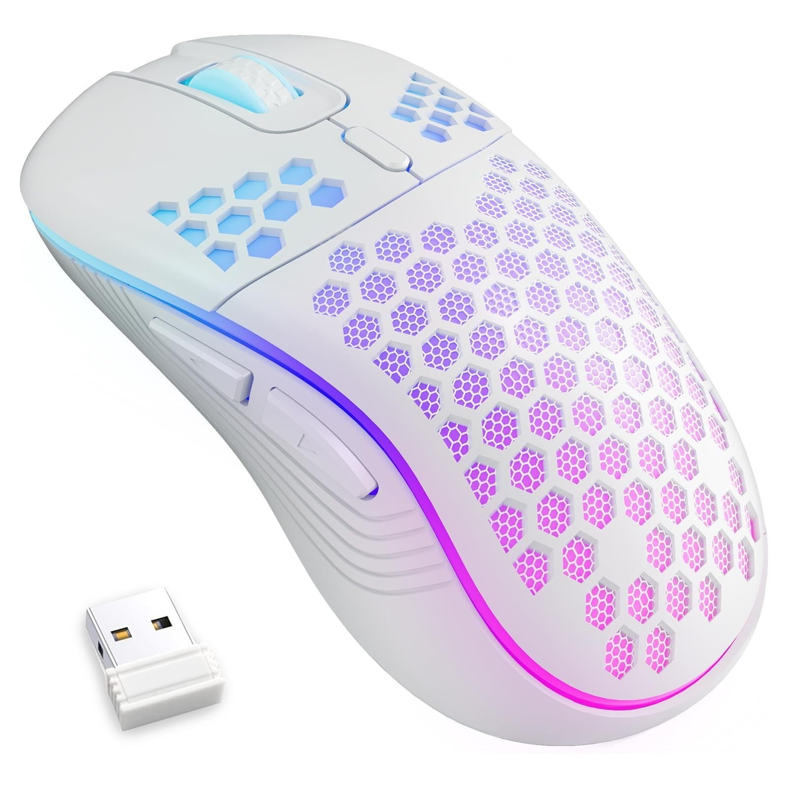 LJ Wireless Gaming Mouse 2.4G USB Cordless Mouse RGB Rechargeable PC ...