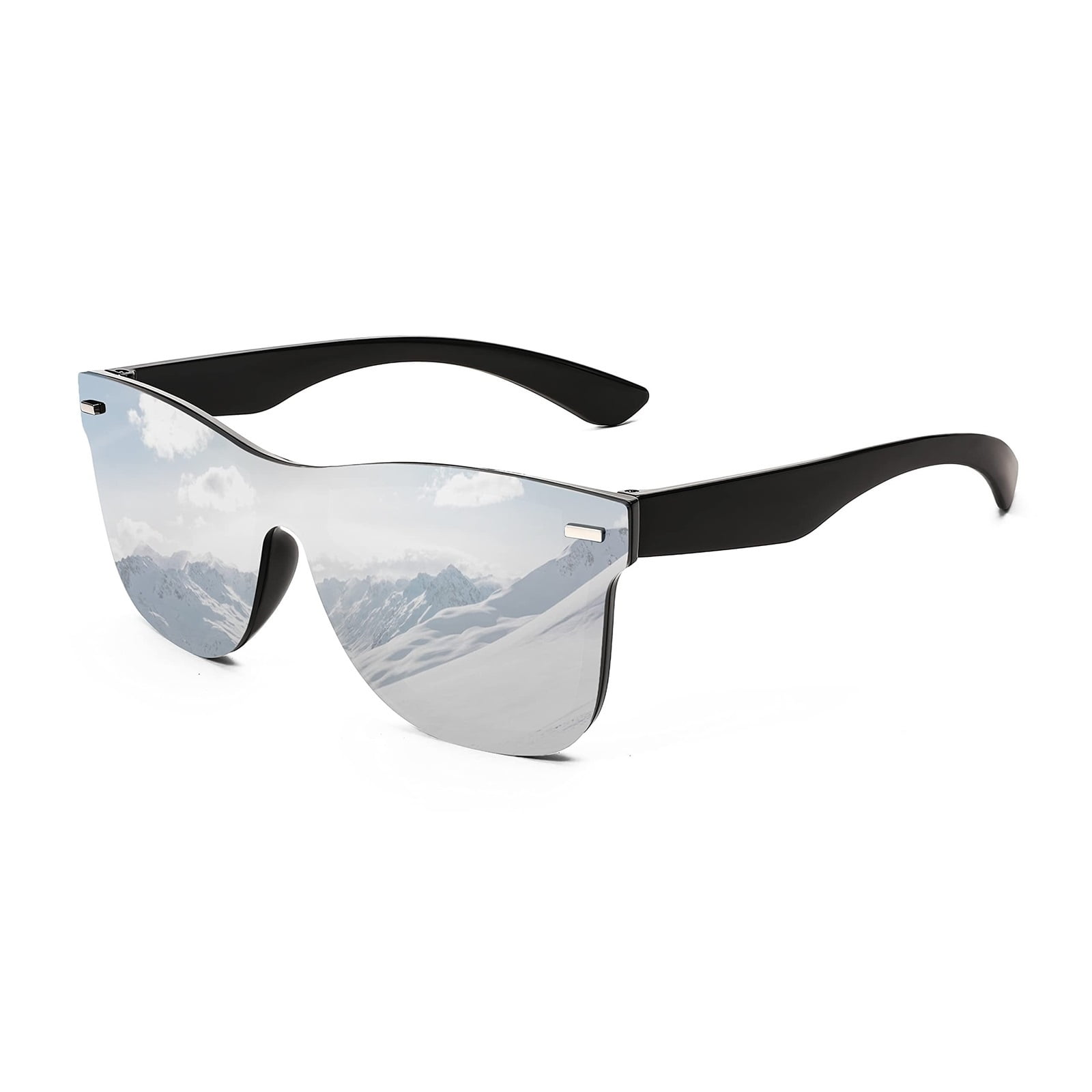 LJ Womens Sunglasses Trendy Mirrored One Piece Lens Men Reflective Sun ...