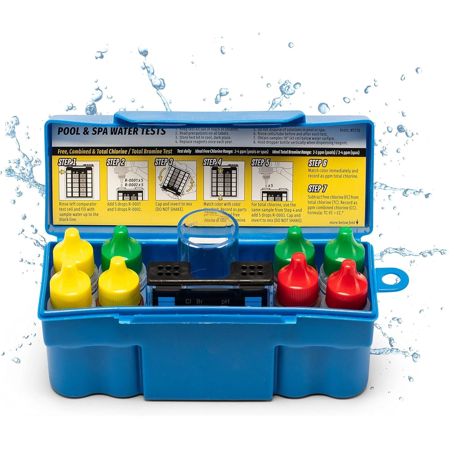 LJCP K-1004 DPD, 6-in-1 Pool Test Kit for for Free & Total Chlorine ...