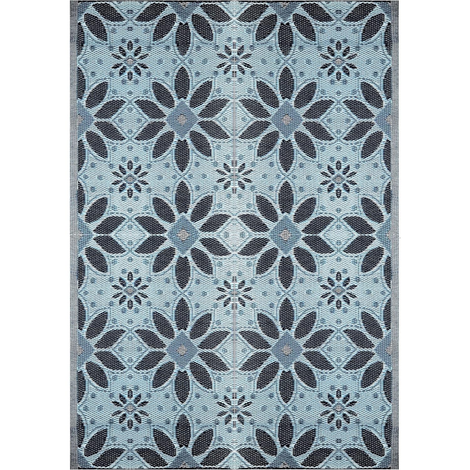 LJCP Outdoor Rug - 3x6 feet, Blue, Reversible, Portable, beach picnic ...