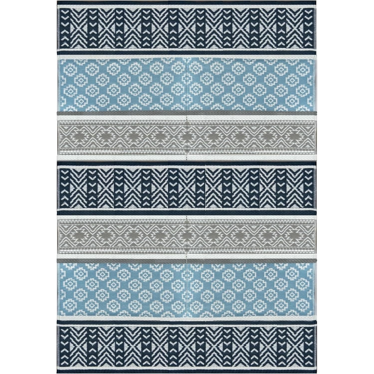 LJCP Outdoor Rug - 3x6 feet, Blue, Reversible, Portable, beach picnic ...