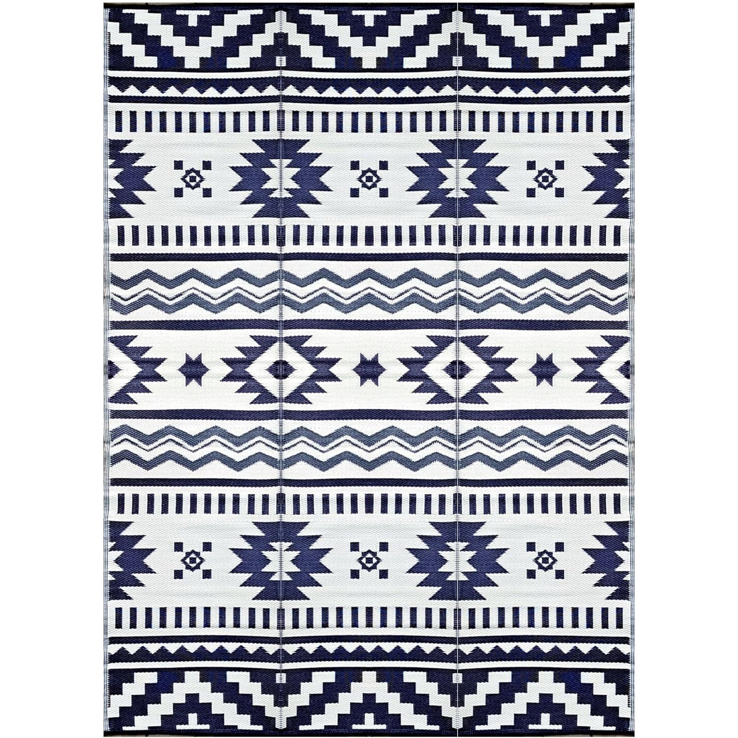 LJCP Outdoor Rug - 3x6 feet, Blue, Reversible, Portable, beach picnic ...