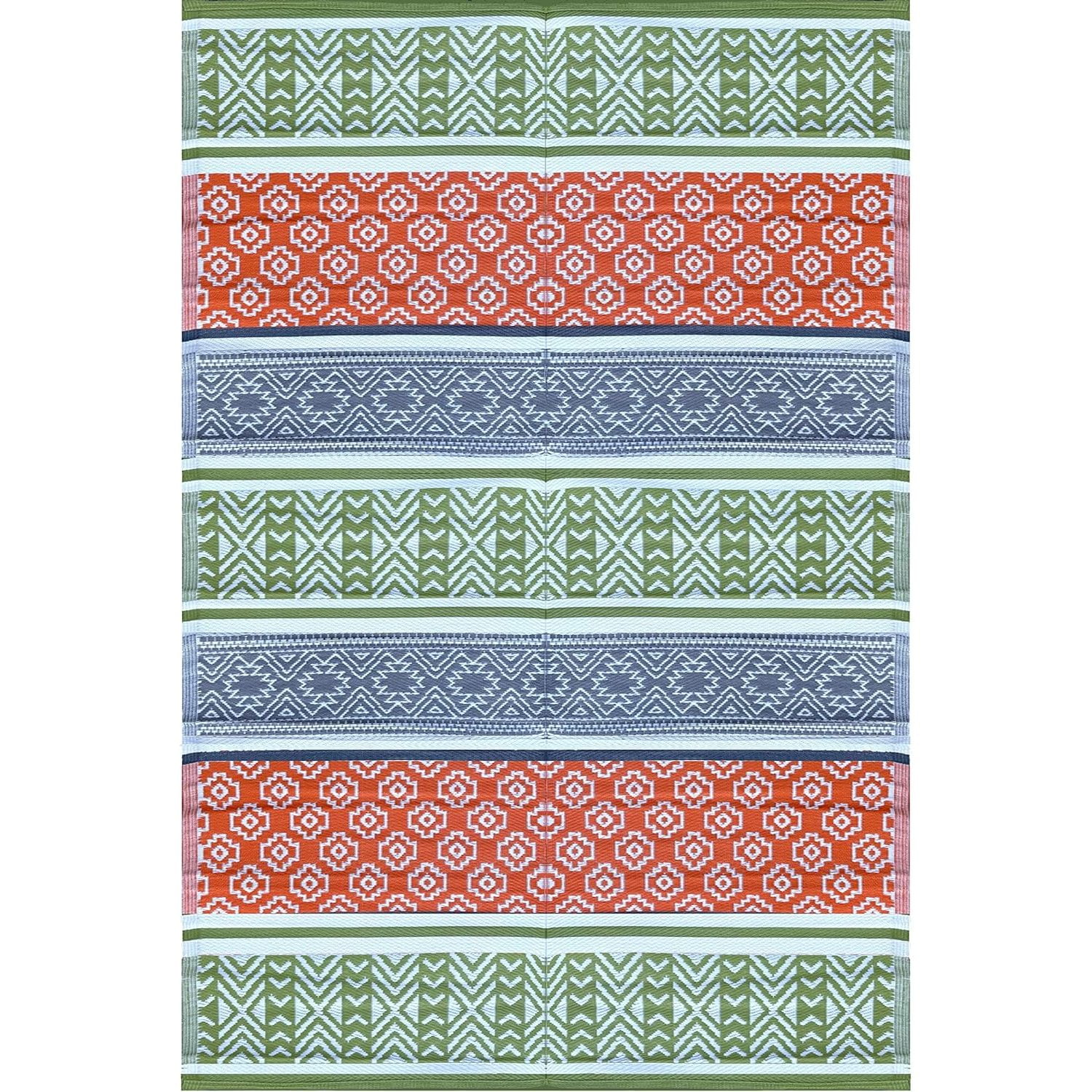 LJCP Outdoor Rug - 3x6 feet, Blue, Reversible, Portable, beach picnic ...