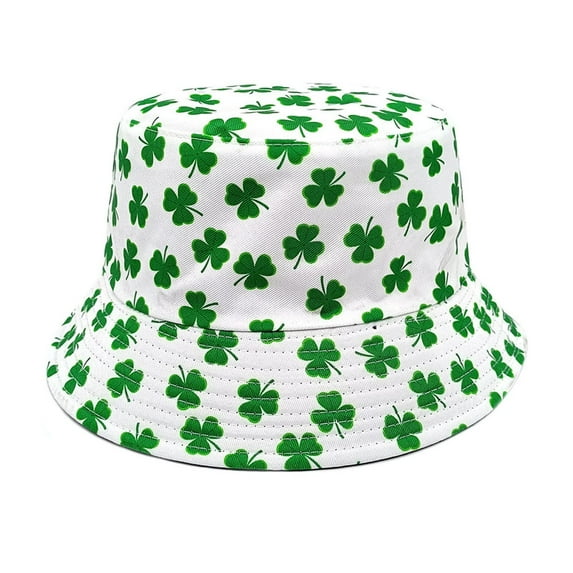 LJEFF Women St Patrick's Fisherman's Cap, Four-Leaf Clover Print ...