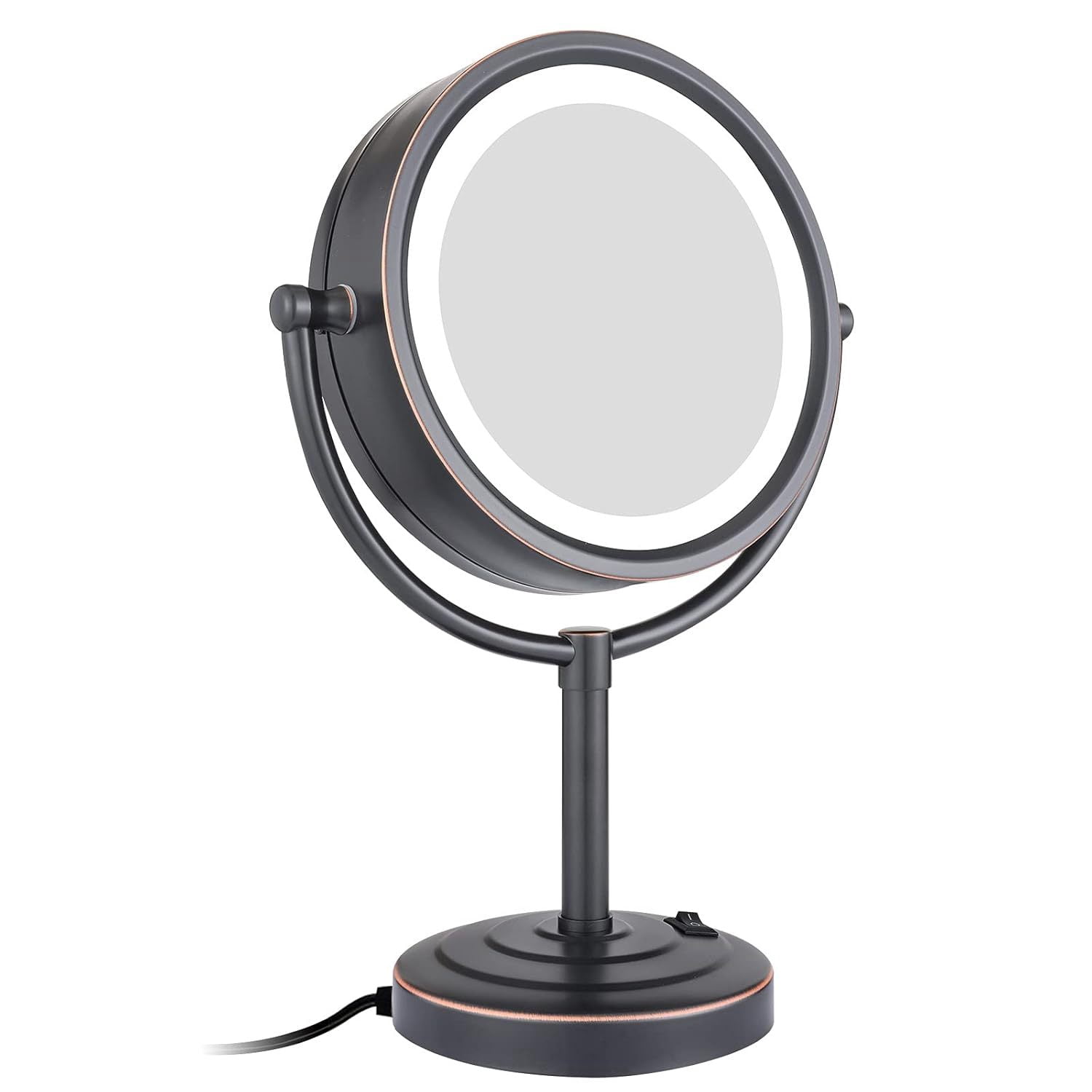 LJHF 8.5 Inch Tabletop LED Lighted Makeup Mirror with 10x Magnification ...