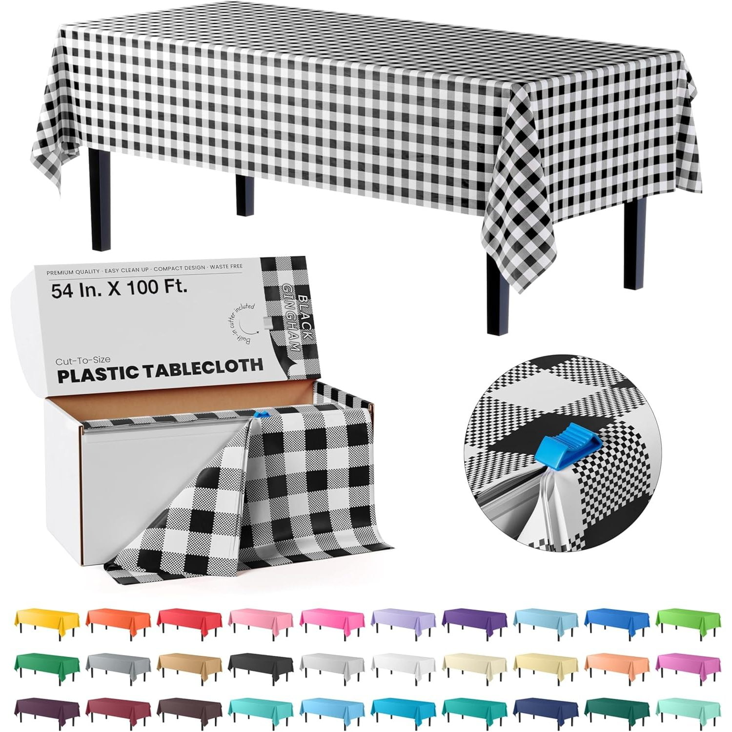 LJSP 54 Inch X 300 Feet White Plastic Table Cover Roll in A Cut - to ...