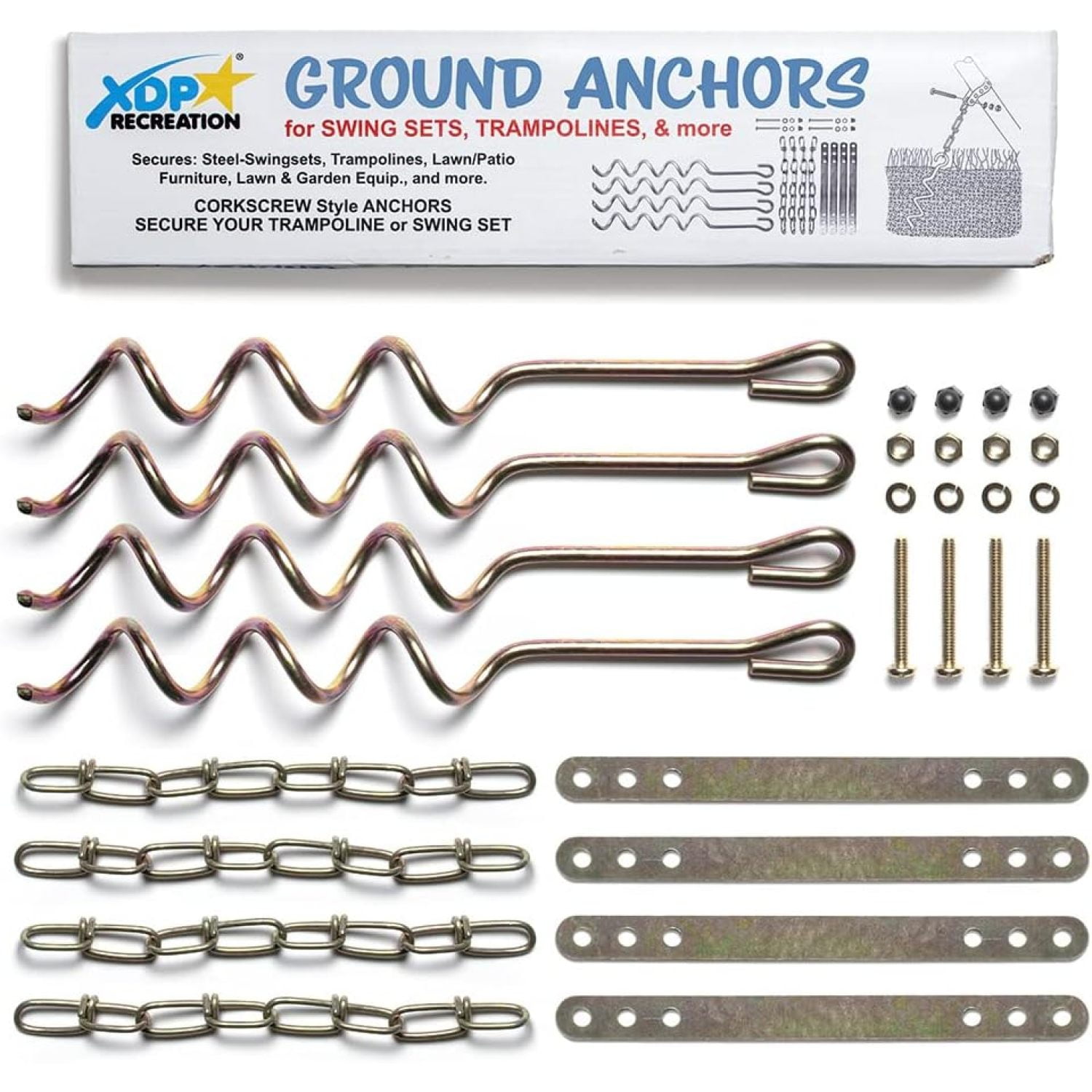 LJSP 70113 Swing Set, Trampoline, & Patio Furniture Metal Ground Anchor ...