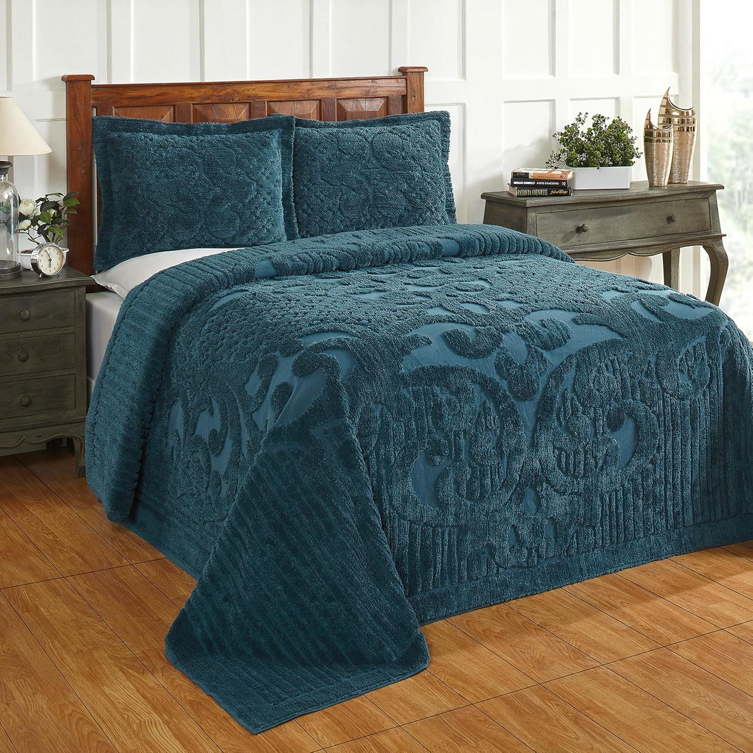 LJUP 1 Piece Bedspread 100% Cotton Chenille Bedspreads Coverlet ...