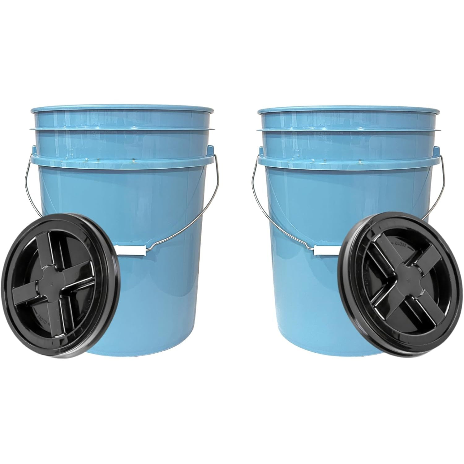 LJUP 5 Gallon Food Grade BPA Free Bucket Light Blue Pail with Black ...