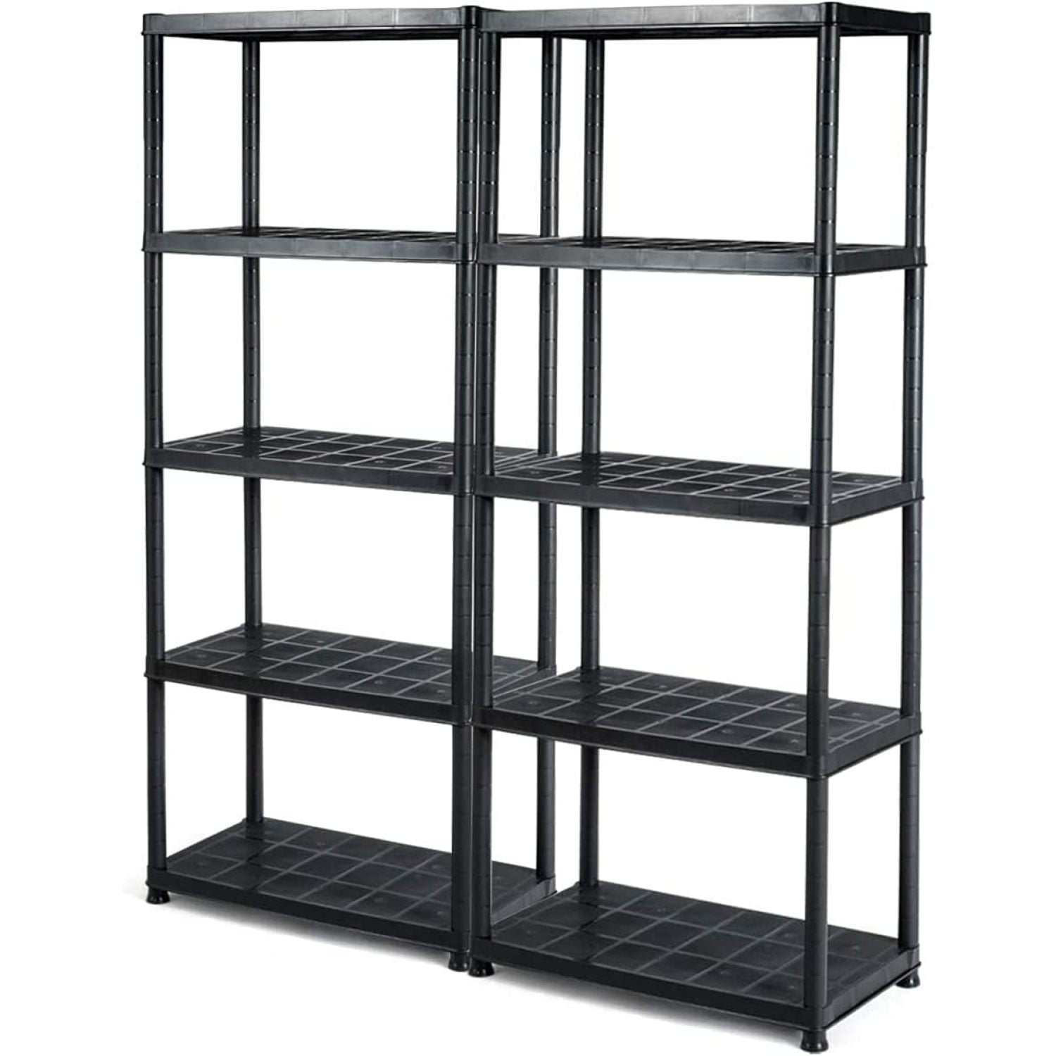 LJUP 5 Tier Plastic Storage Shelves, Easy to Assemble Garage Rack ...