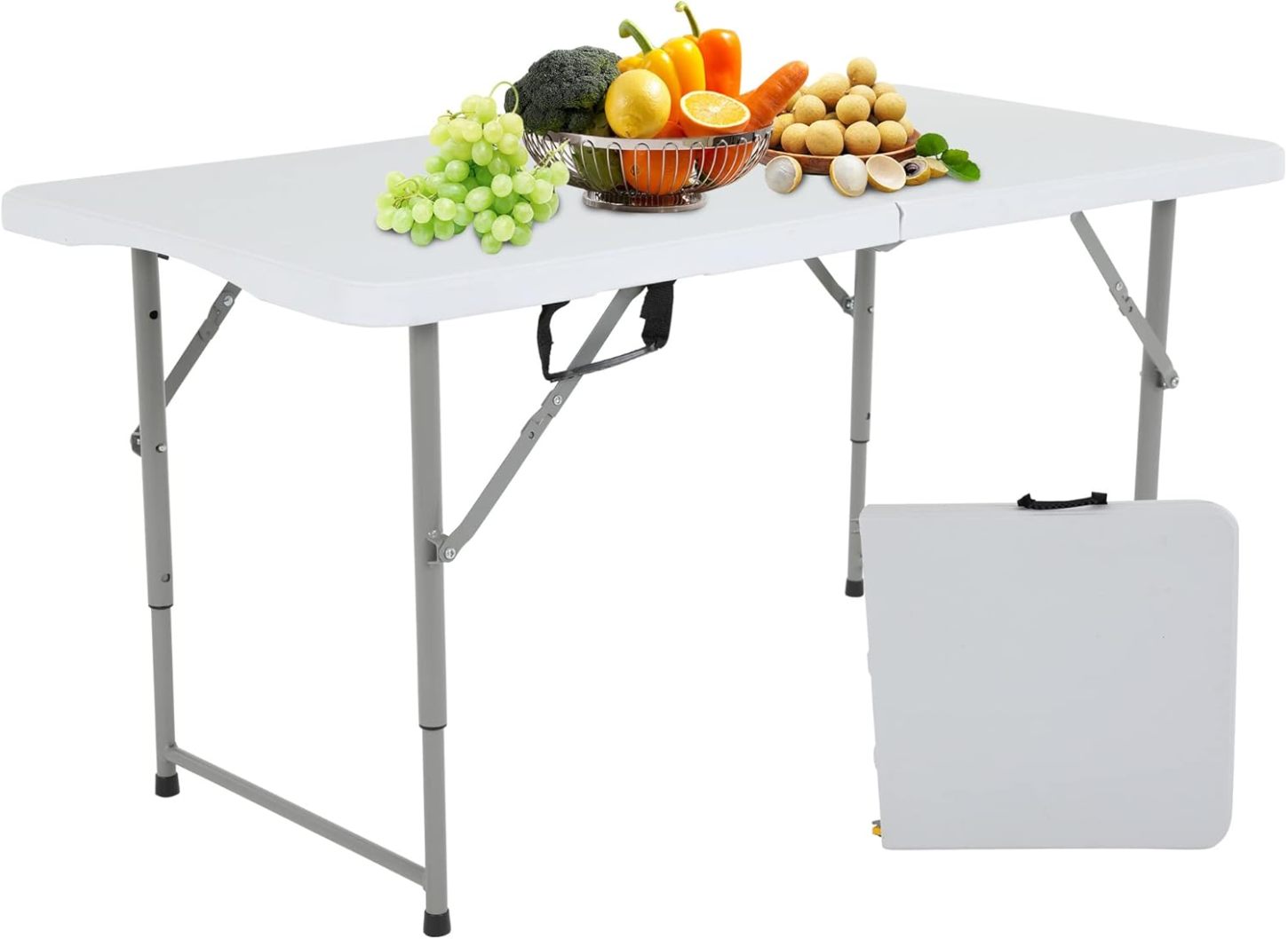 LJUP Folding Table 4 Ft Heavy Duty Fold Up Table Camping Working Table ...