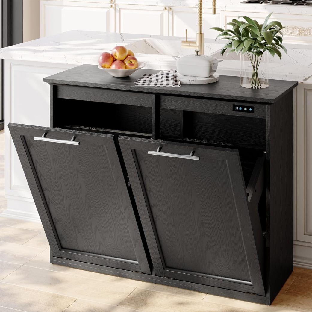 LJUP Tilt Out Trash Cabinet with Quick Installation and Deodorising ...