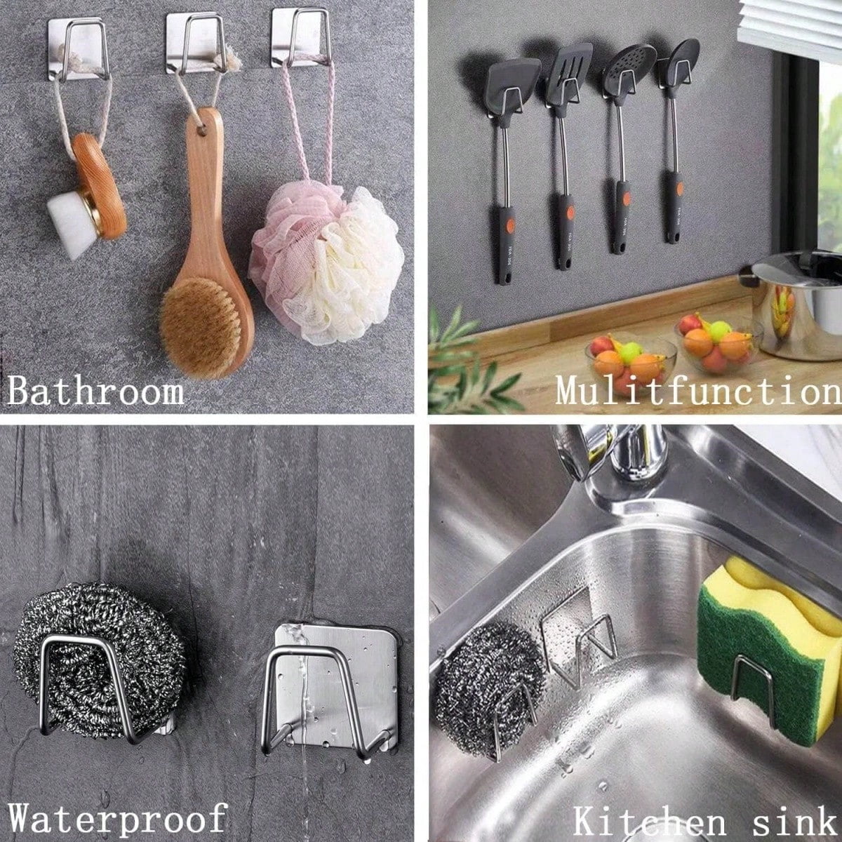 LJing Stainless Steel Sponge Holders, Waterproof Sink Brush Racks 4pcs ...