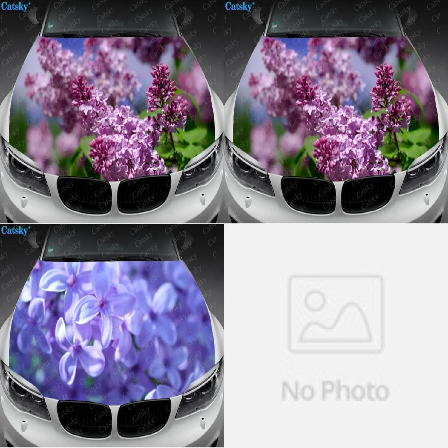 LKENANZH Purple Lilac Flower Design Car Hood Vinyl Stickers Wrap Vinyl ...