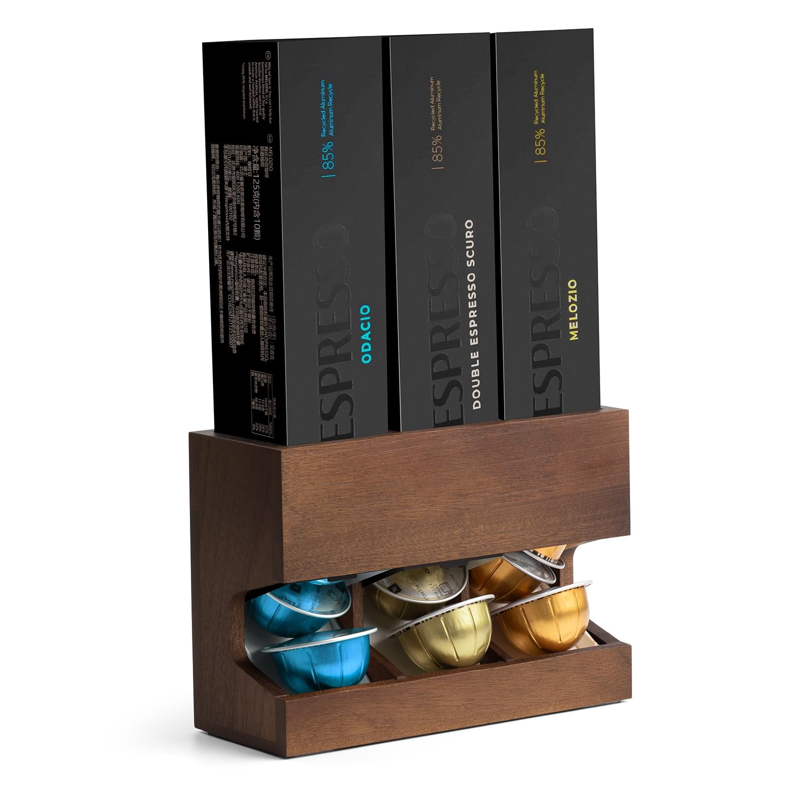 LKEUYUI Walnut Wood Pod Dispenser Designed for Nespresso Capsules ...