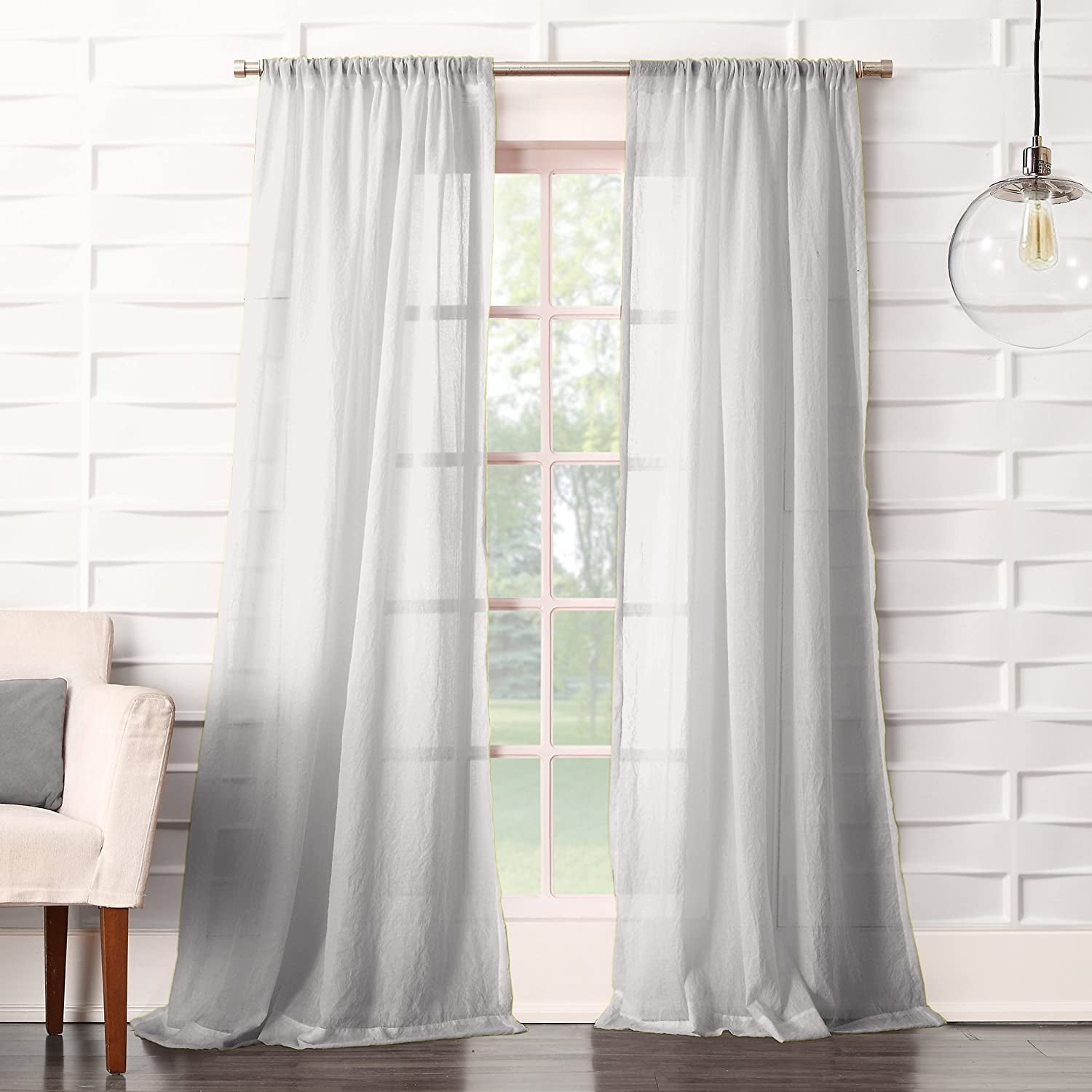 LKIFFA-16871 Tayla Crushed Texture Semi-Sheer Rod Pocket Curtain Panel ...