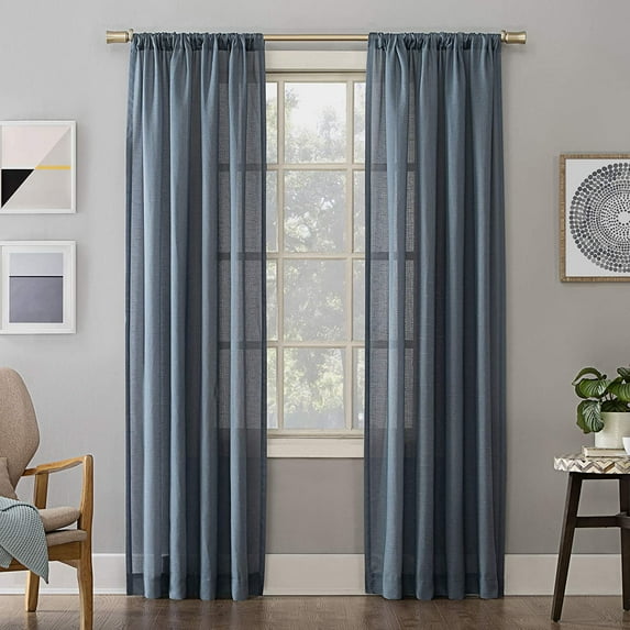 LKIFFA-Amalfi Linen Blend Textured Semi-Sheer Rod Pocket Curtain Panel ...