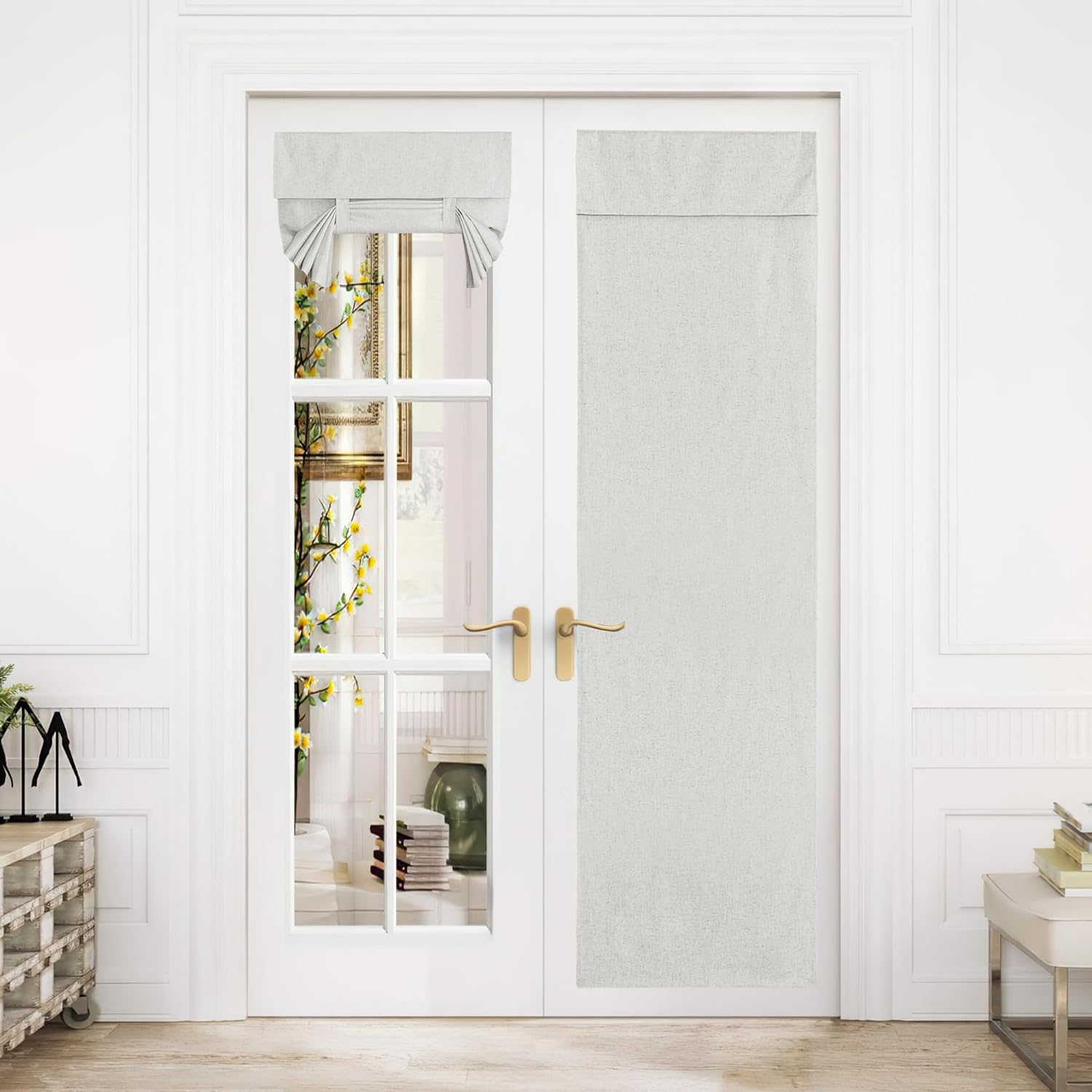 LKIFFA-Door Curtains, Self Sticky Linen Thermal Insulated Drape 100% ...