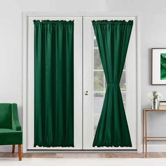 LKIFFA-French Door Curtains Privacy, Rod Pocket Semi Sheer Front ...