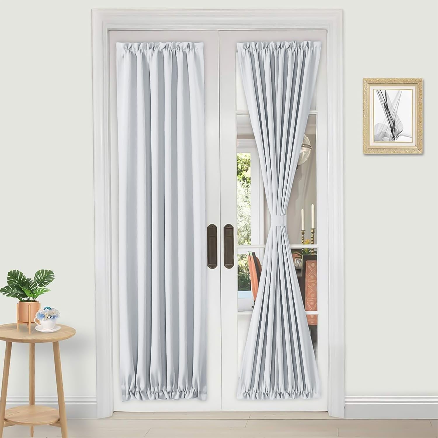 LKIFFA-French Door Curtains \u2013 Rod Pocket Thermal Curtain for Doors ...