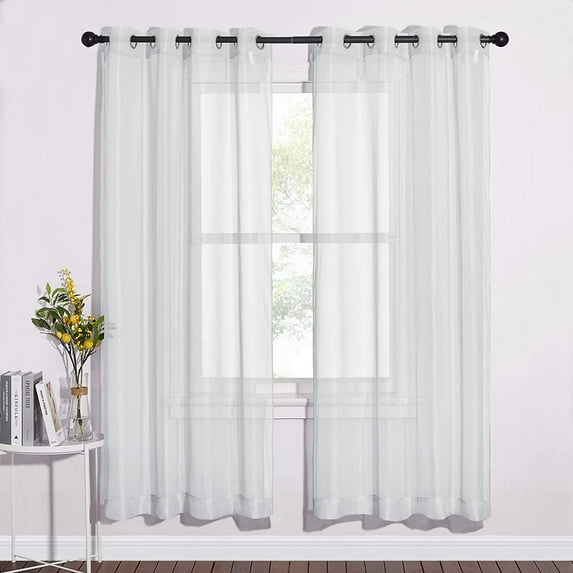 LKIFFA-Light Gray Sheer Curtains - Simple Design Window Treatment Ring ...