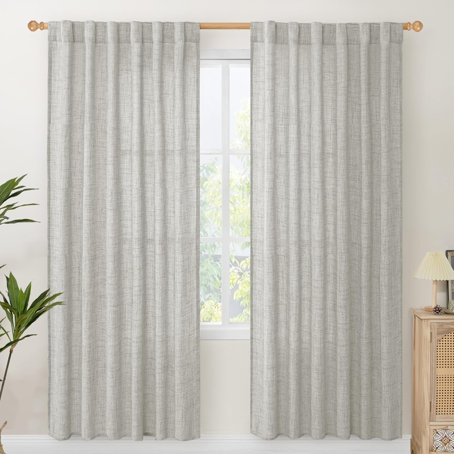 LKIFFA-Light Grey Linen Curtains 78 Inch Length for Living Room, Light ...
